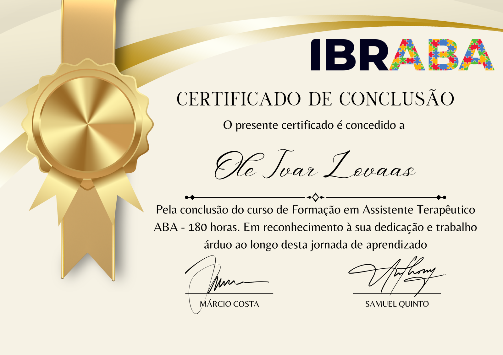 Curso Analise do Comportamento Aplicada -ABA - Instituto Brasileiro de ABA